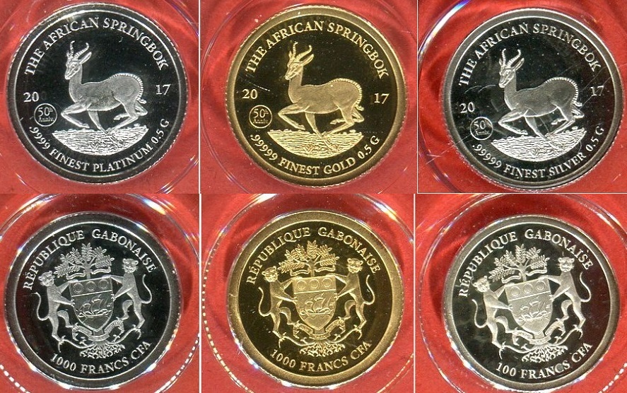 Gabun / Gabonaise 3 x 1000 Franc CFA 2017 Ultimate Investment Set Gold ...