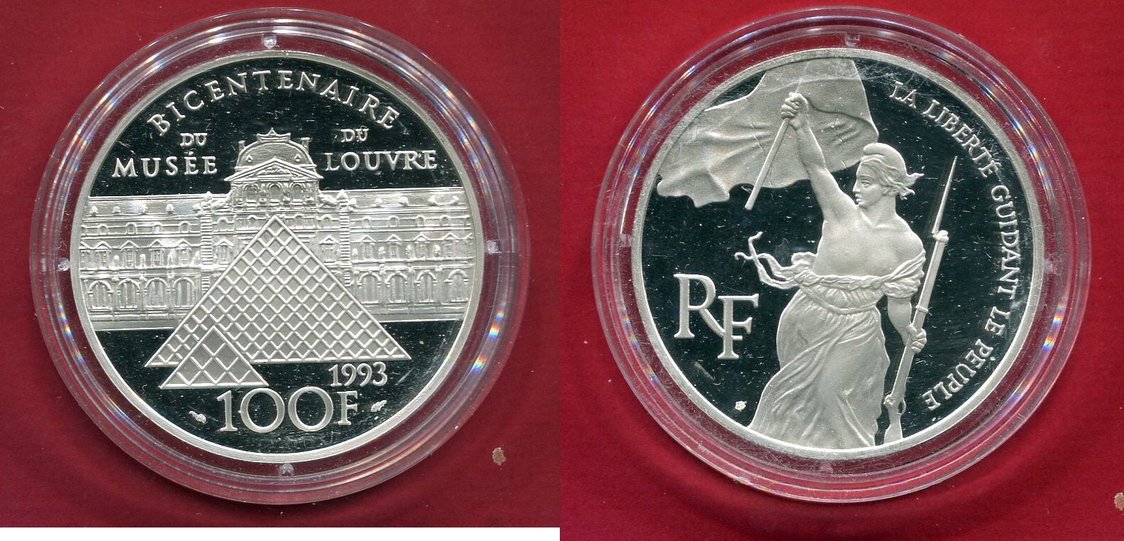 Frankreich 100 Francs Silbermünze 1993 200 Jahre Louvre proof in ...