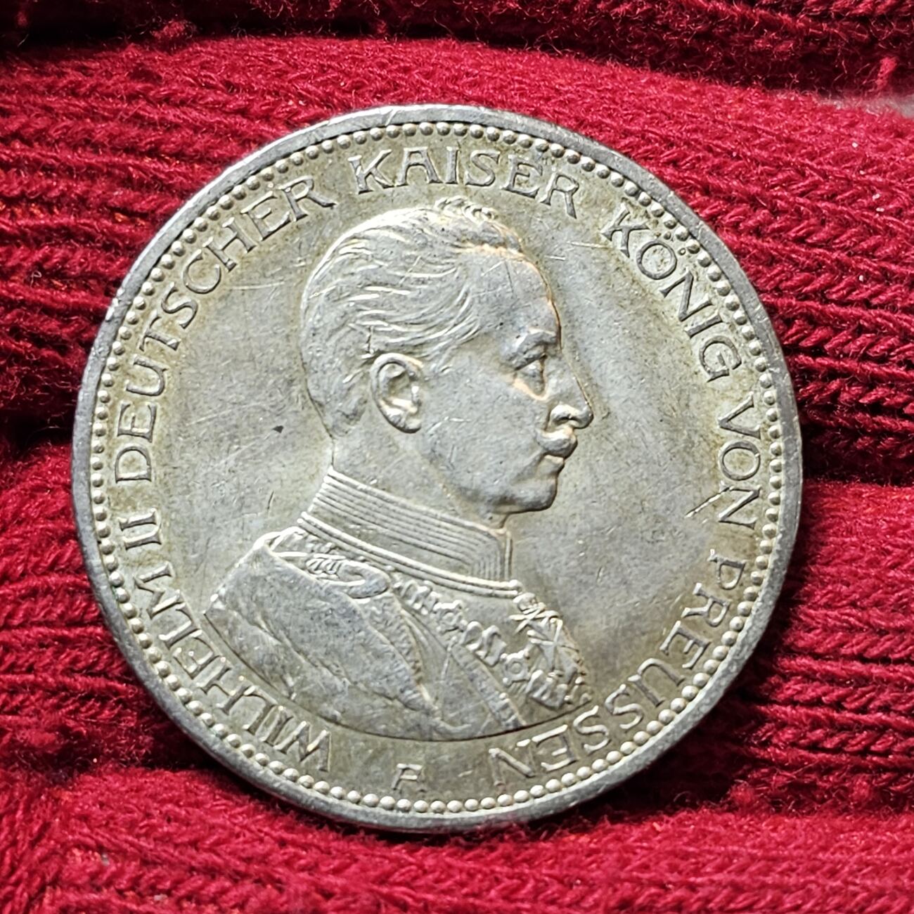 Deutschland Germany Kaiserreich Preußen 5 Mark 1913 Kaiser Wilhelm II. in Kürassieruniform ...