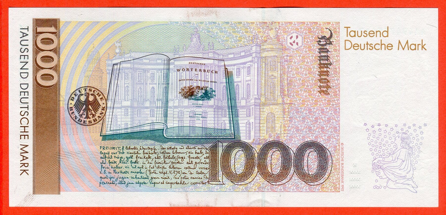 BRD, Deutsche Bundesbank 1000 DM Deutsche Mark 1991 Gebrüder Grimm ...