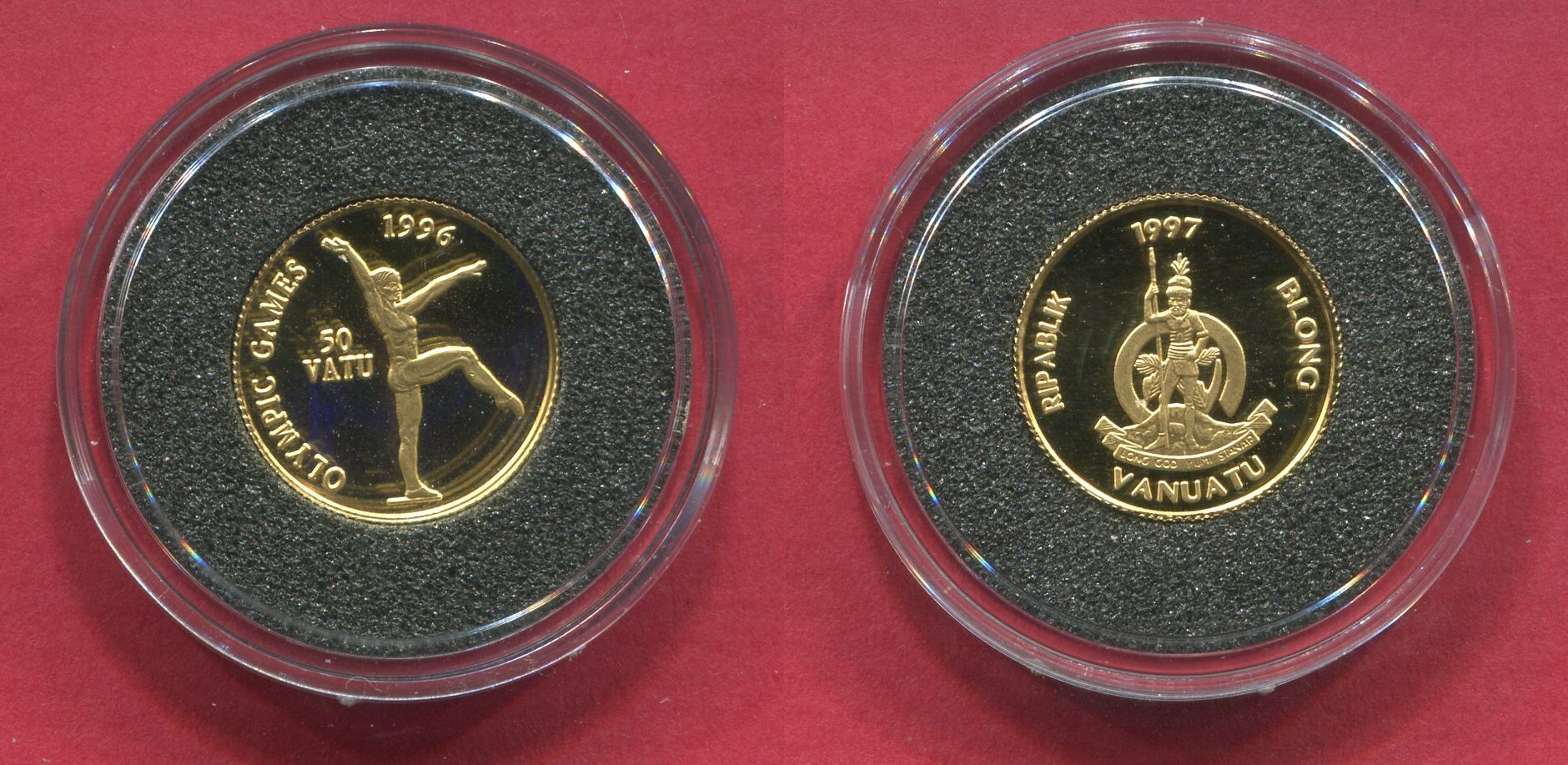 Vanuatu 50 Vatu Minigoldmünze 1997 Olympische Spiele 1996 - Bodenturnen ...