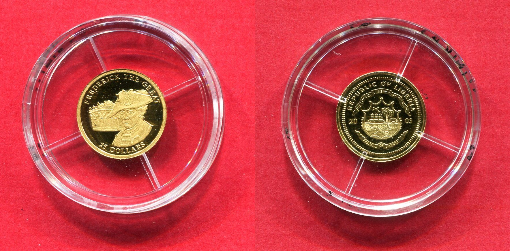 Liberia 25 Dollars Minigoldmünze 2003 Friedrich der Große (König von ...