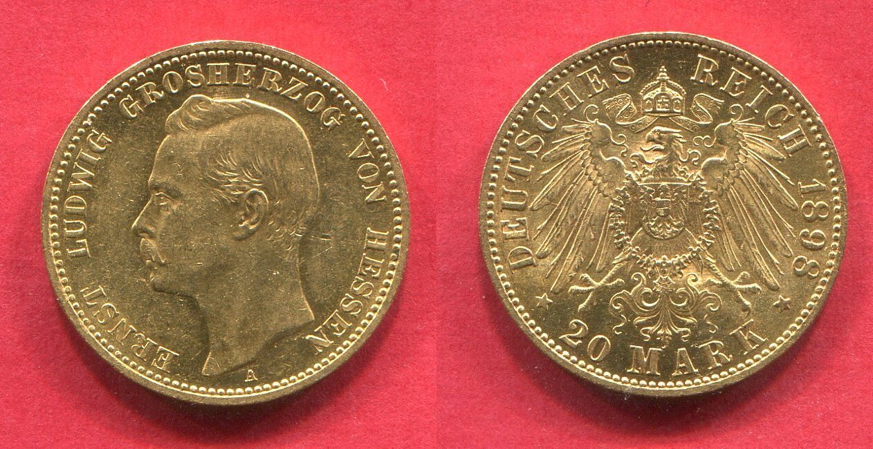 Germany Deutschland Hessen Kaiserreich 20 Mark 1898 Ernst Ludwig ...