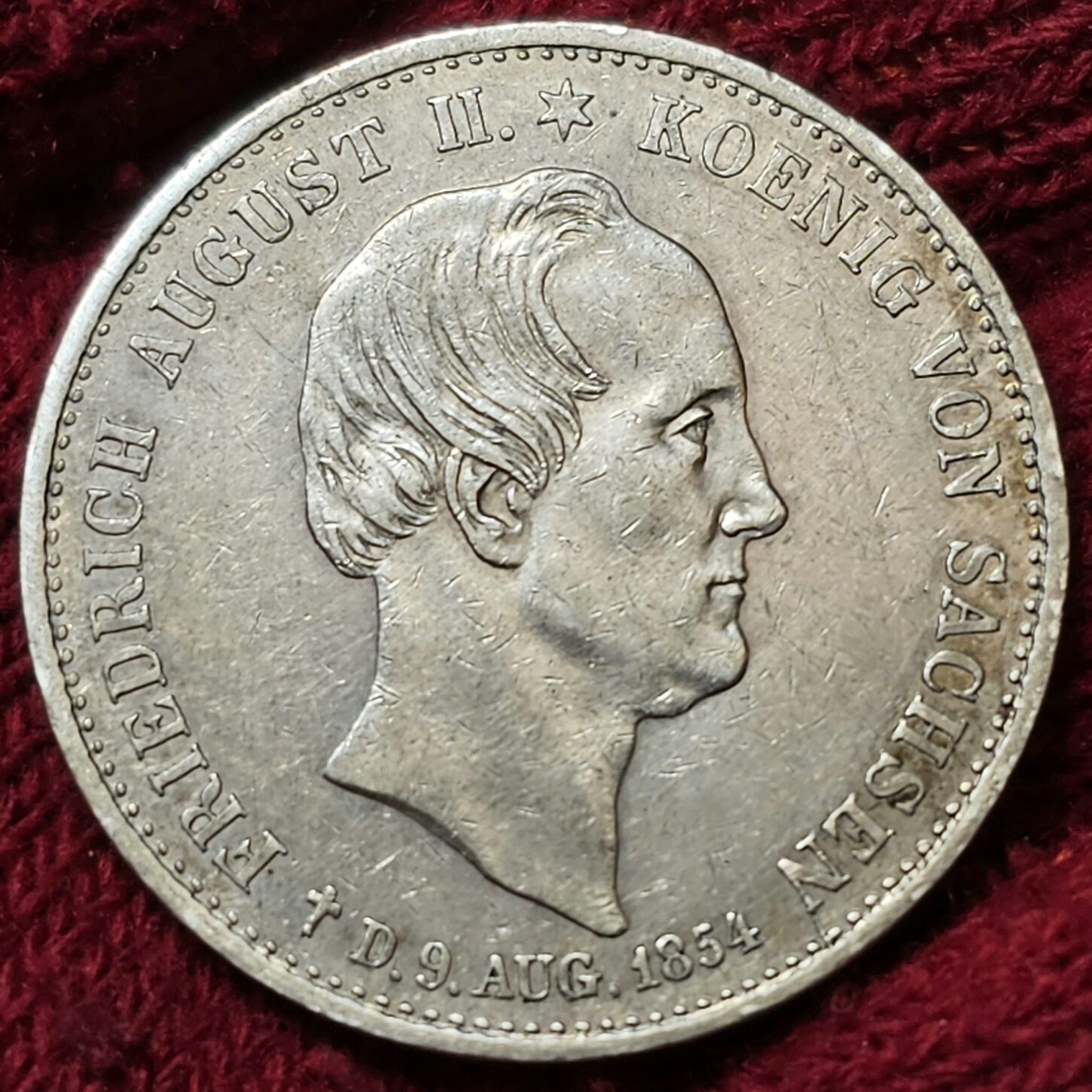 Germany Deutschland Sachsen Saxony Taler 1854 Auf den Tod des Königs ...