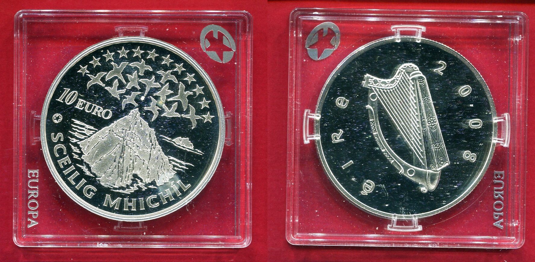 Irland 10 Euro Silbermünze 2008 Skellig-Michael-Insel proof in capsule ...