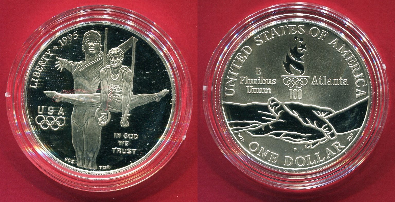 USA 1 Dollar Silbermünze 1995 Olympische Spiele 1996 Atlanta ...