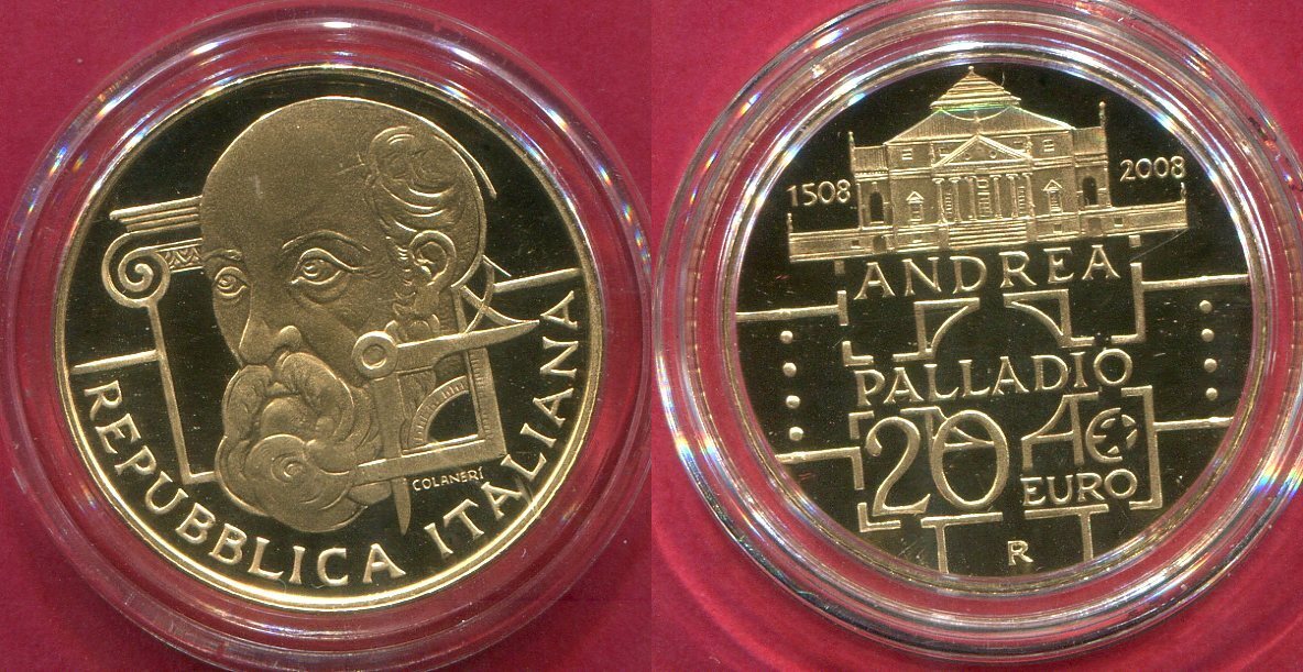 Italy Italien 20 Euro 2008 500. Jahrestag - Geburt von Andrea Palladio ...