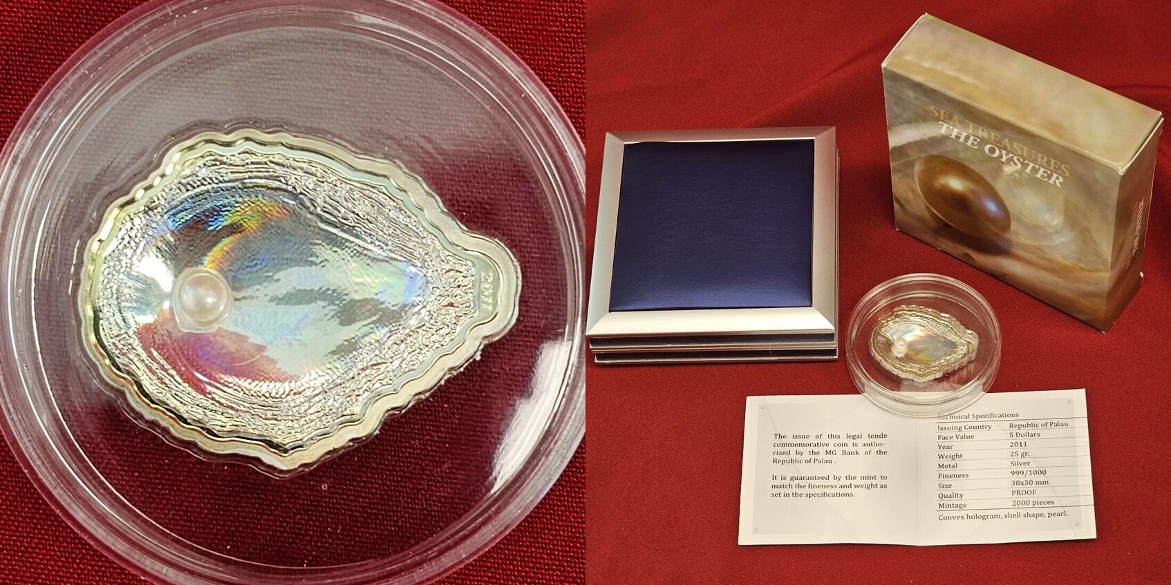Palau 5 Dollars 2011 Sea Tresures The Oyster Muschelform mit Perle Very ...