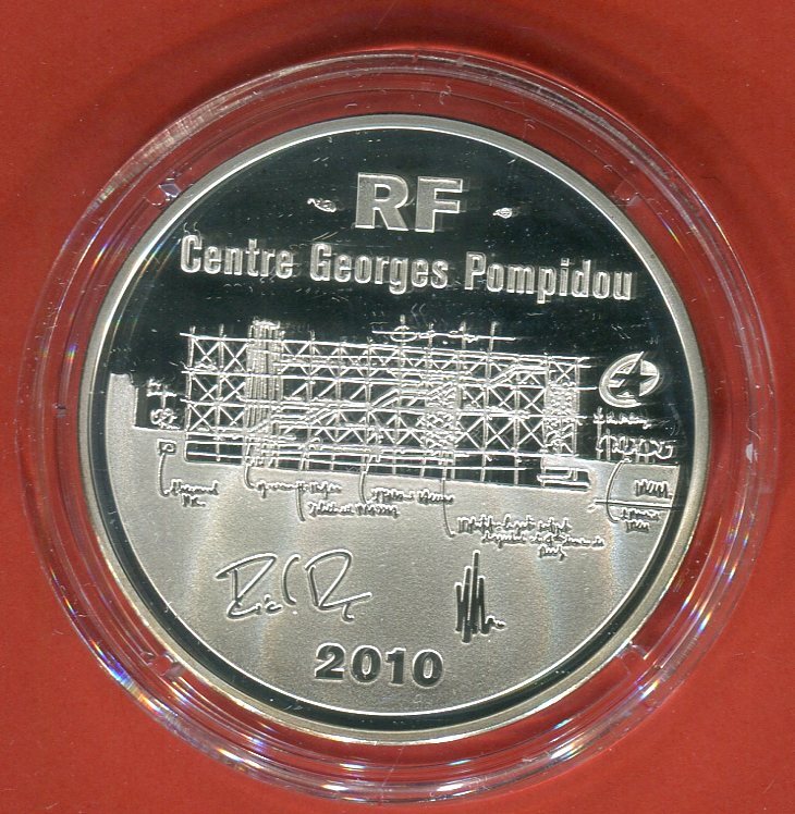 Frankreich 10 Euro Silbermünze 2010 Centre Pompidou Proof with box ...