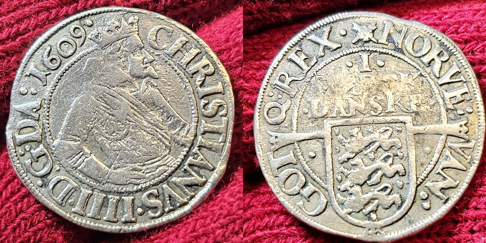 Dänemark Denmark 1 Mark Danske 1609 Christian IV. 1588-1648 f-vf ...