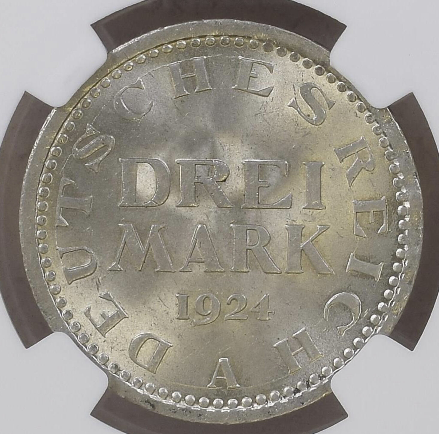 Weimarer Republik Germany Deutschland 3 Mark 1924 A Berlin Kursmünze Silber Drei Ausgeschrieben ...