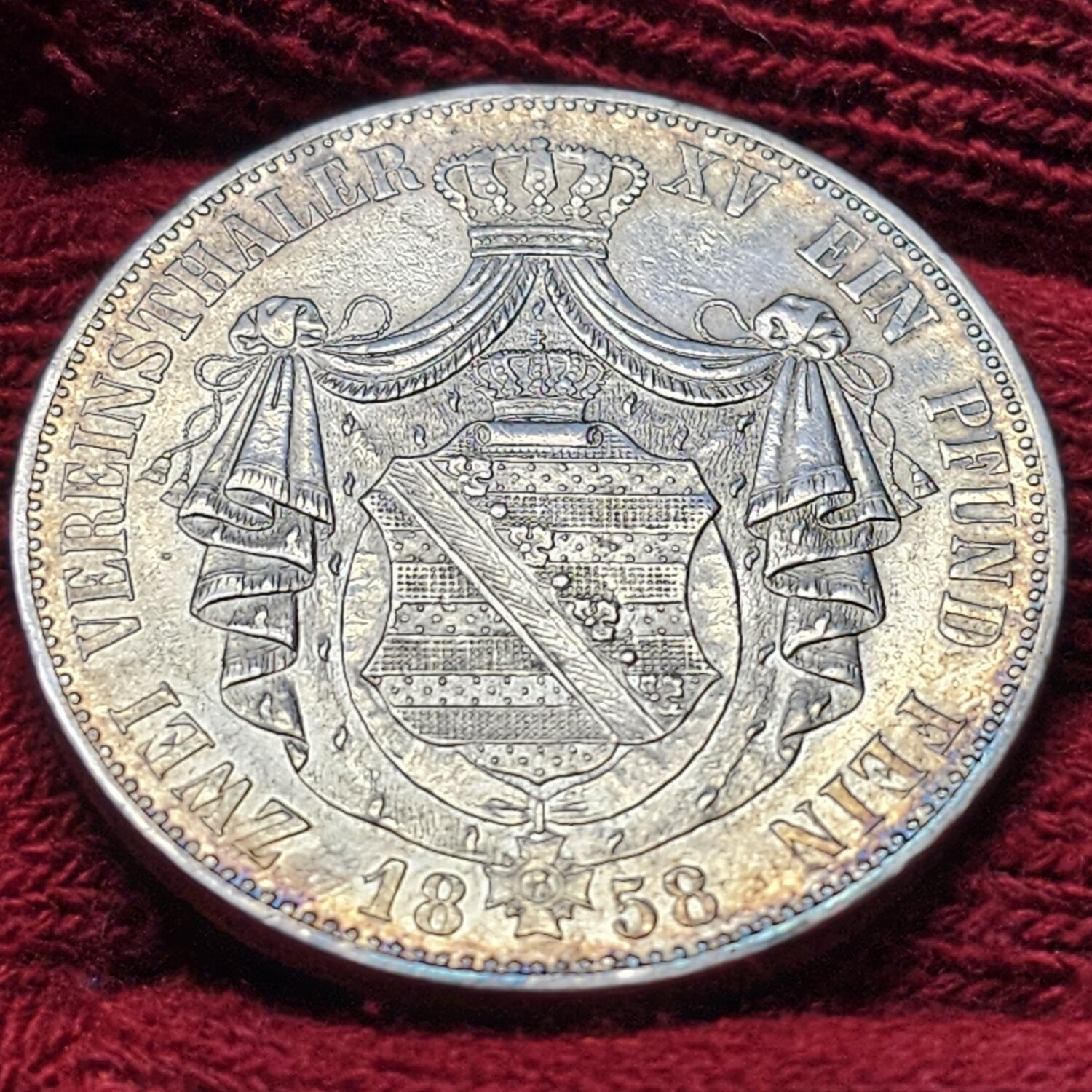 Germany Deutschland Sachsen Saxony Königreich 2 Taler Doppeltaler 1858 ...