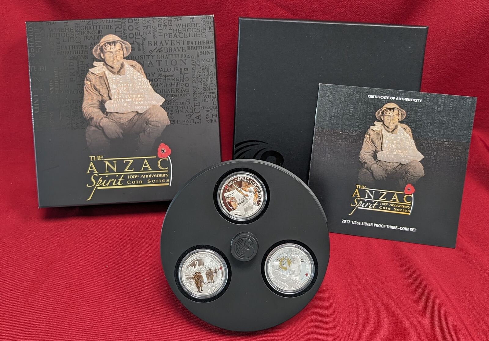 Australien 3 x 50 Cent Silbermünzen 2017 The ANZAC Spirit 100th ...
