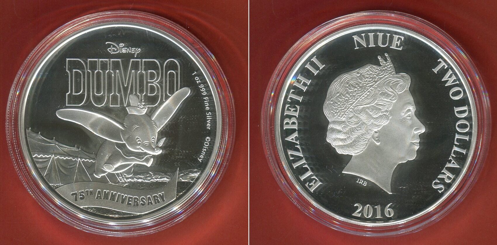 Niue Islands 2 Dollar Silbermünze 2016 Dumbo (1941) - 1 oz Silver Coin ...