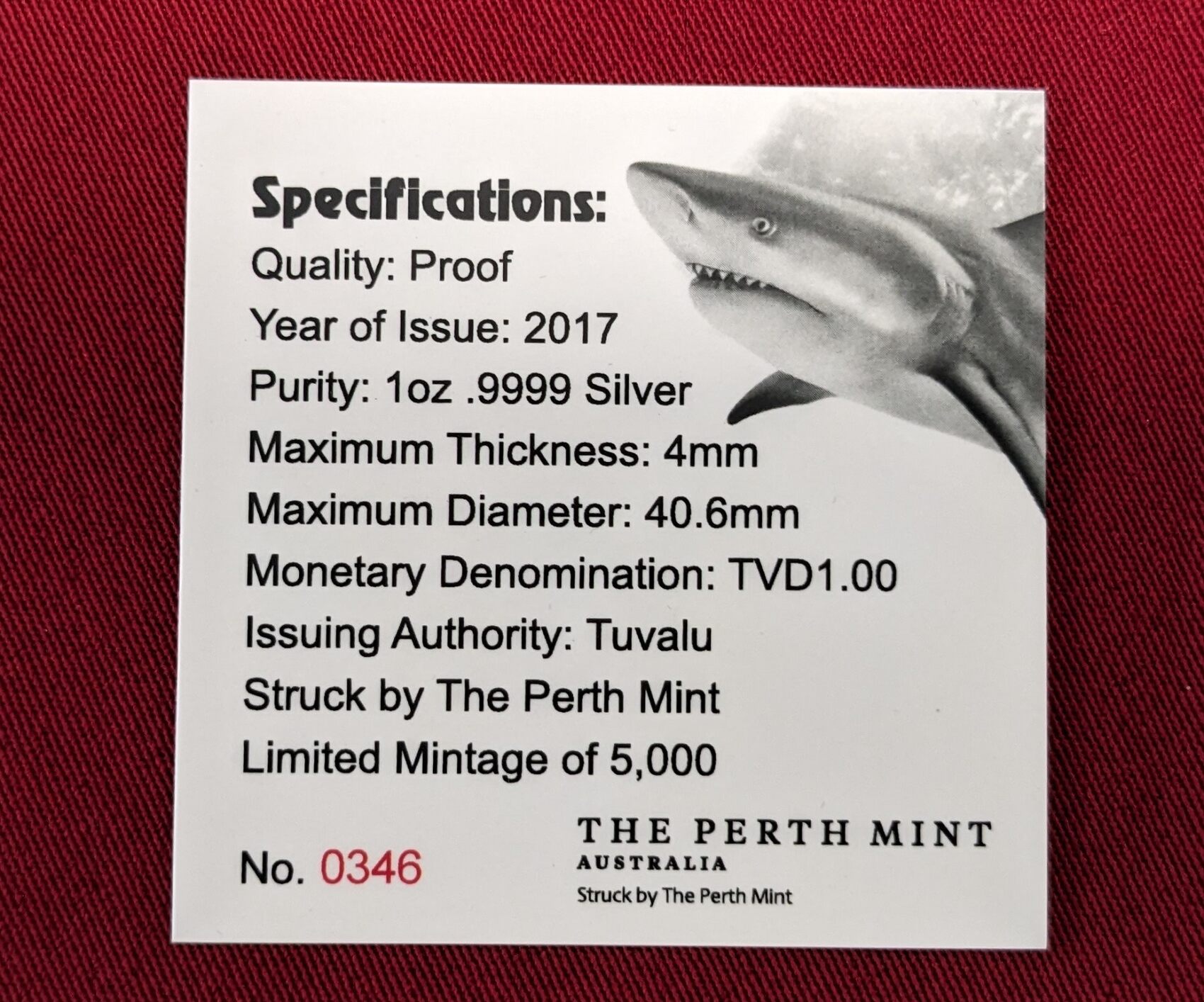 Tuvalu 1 Dollar Silbermünze - 1 oz Silver Proof Coin 2017 Danger Series ...