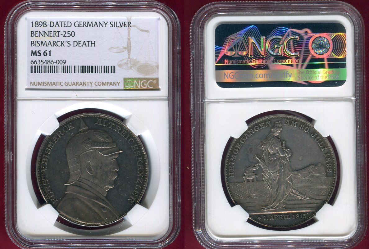 Germany - Deutsches Reich Silver Medal Silbermedaille 1898-DATED Tod ...