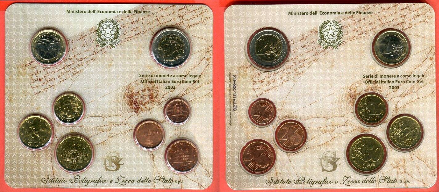 Italien, Italy 3,88 Euro Italien Euro KMS 2003 unc. official coin set ...