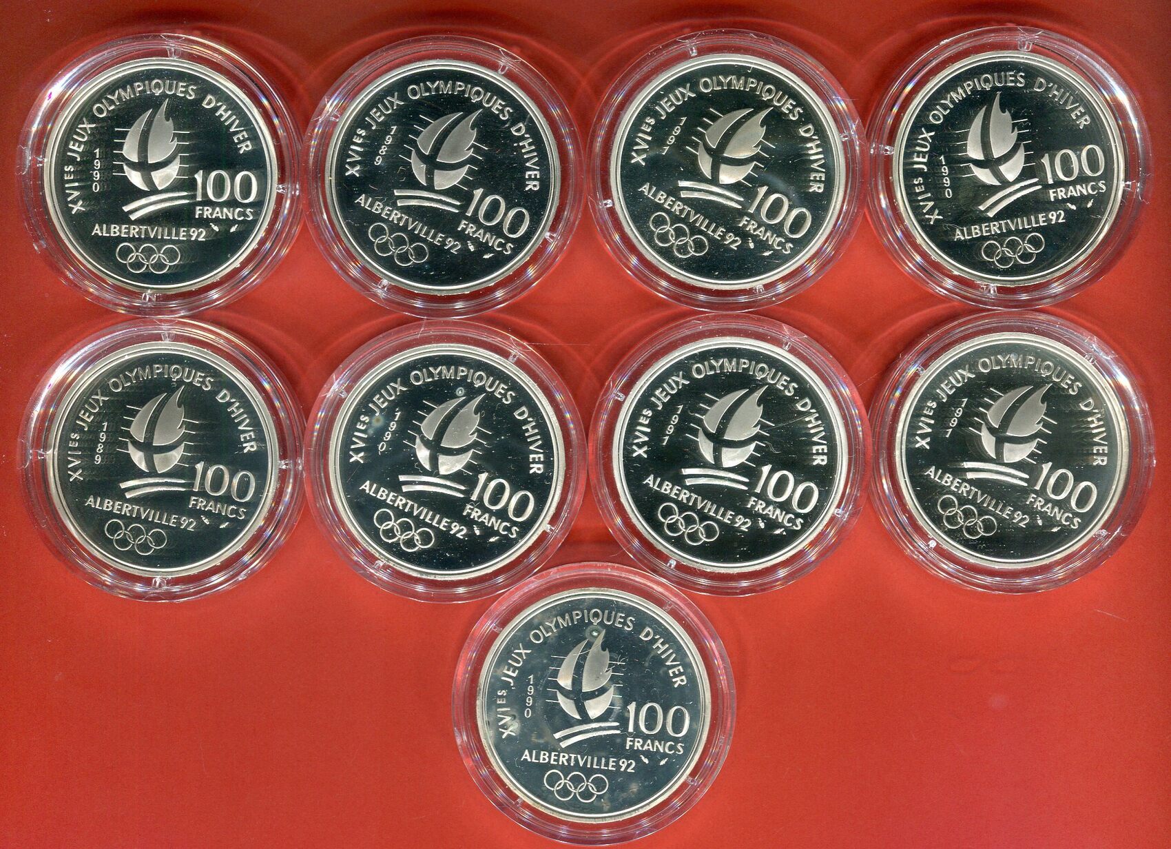 Frankreich 9 x 100 Francs Gedenkmünzen Konvolut 1989-1991 Olympische ...