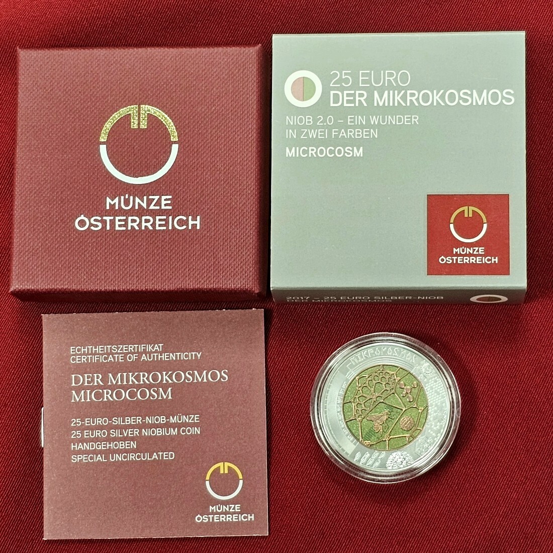 Österreich Austria 25 Euro Niobium 2017 Niob Der Mikrokosmos Bimetall ...