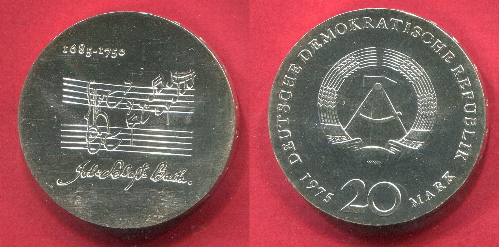 DDR 20 Mark Silber Motivprobe Pattern Incused Notes 1975 Bach Probe ...