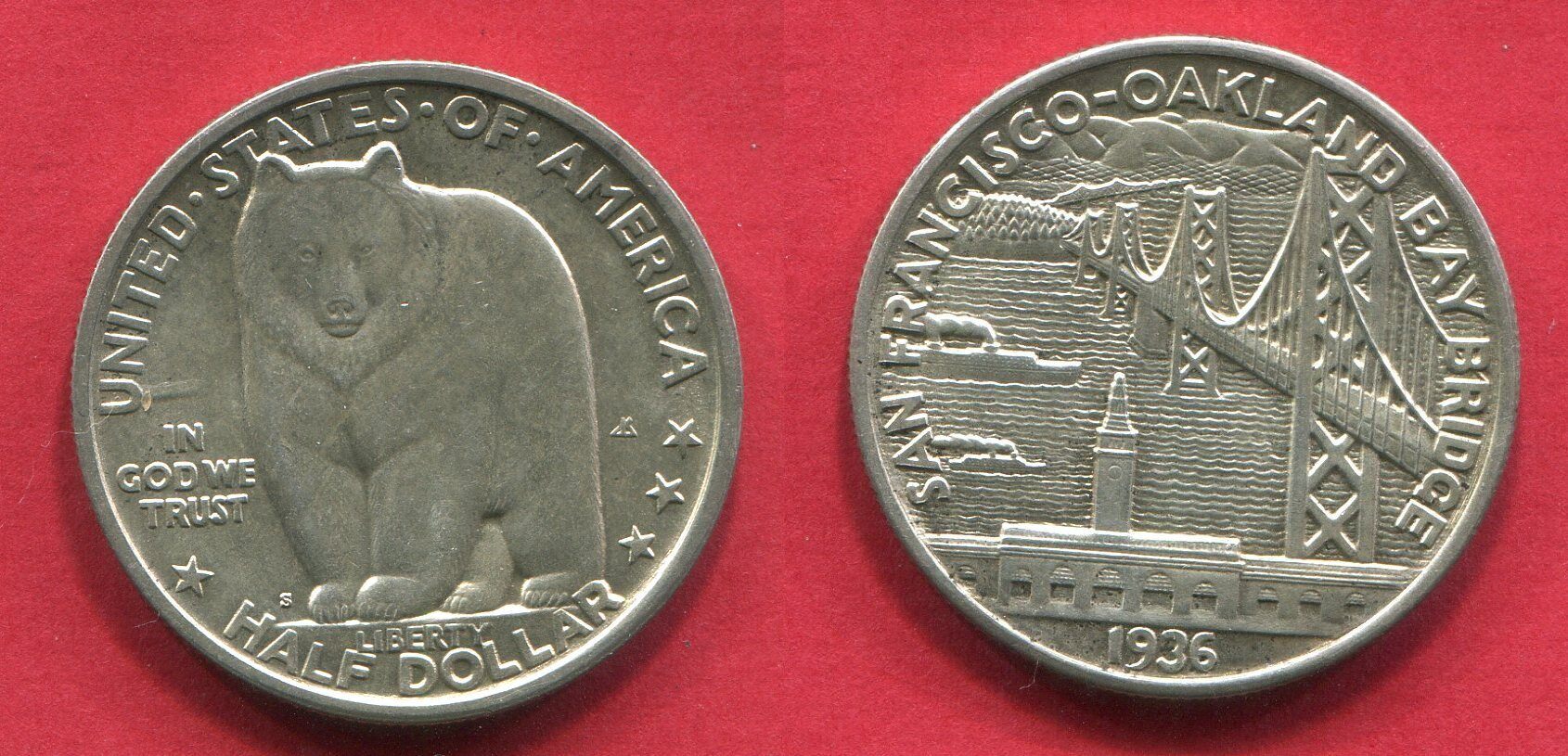 USA 50 Cents 1/2 Dollar commemorative coin 1936 San Francisco - Oakland ...