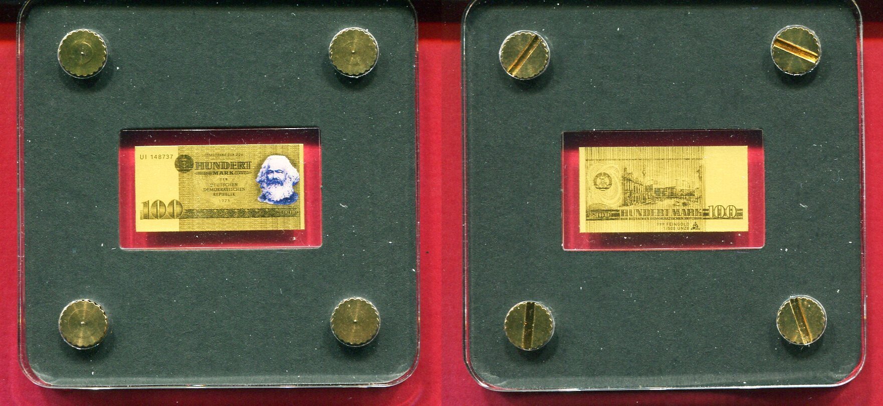Deutschland Minigoldbanknote DDR 100 Mark-Banknote Karl Marx (1/500 oz ...