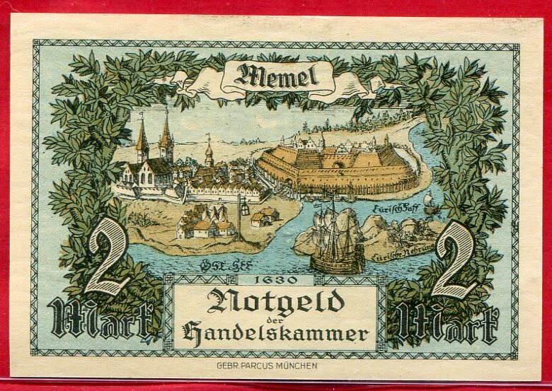 Deutschland Germany Memel Memelgebiet 2 Mark 1922 Historische Ansicht ...