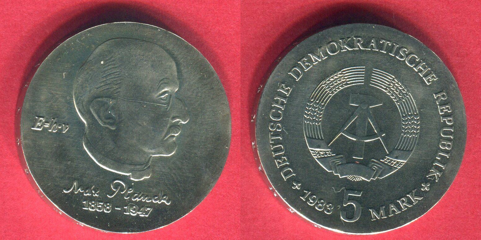 DDR 5 Mark Gedenkmünze 1983 Gedenkmünze 125. Geburtstag Max Planck BU ...