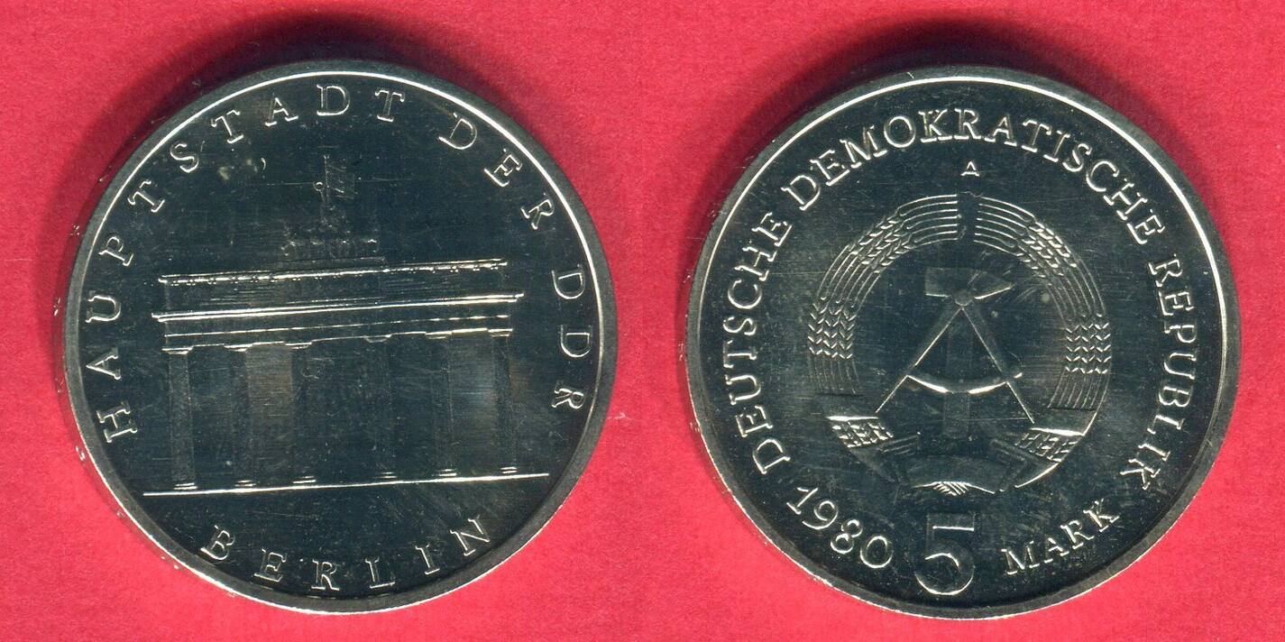 DDR GDR Eastern Germany DDR 5 Mark Cu/Ni 1980 Brandenburger Tor in ...