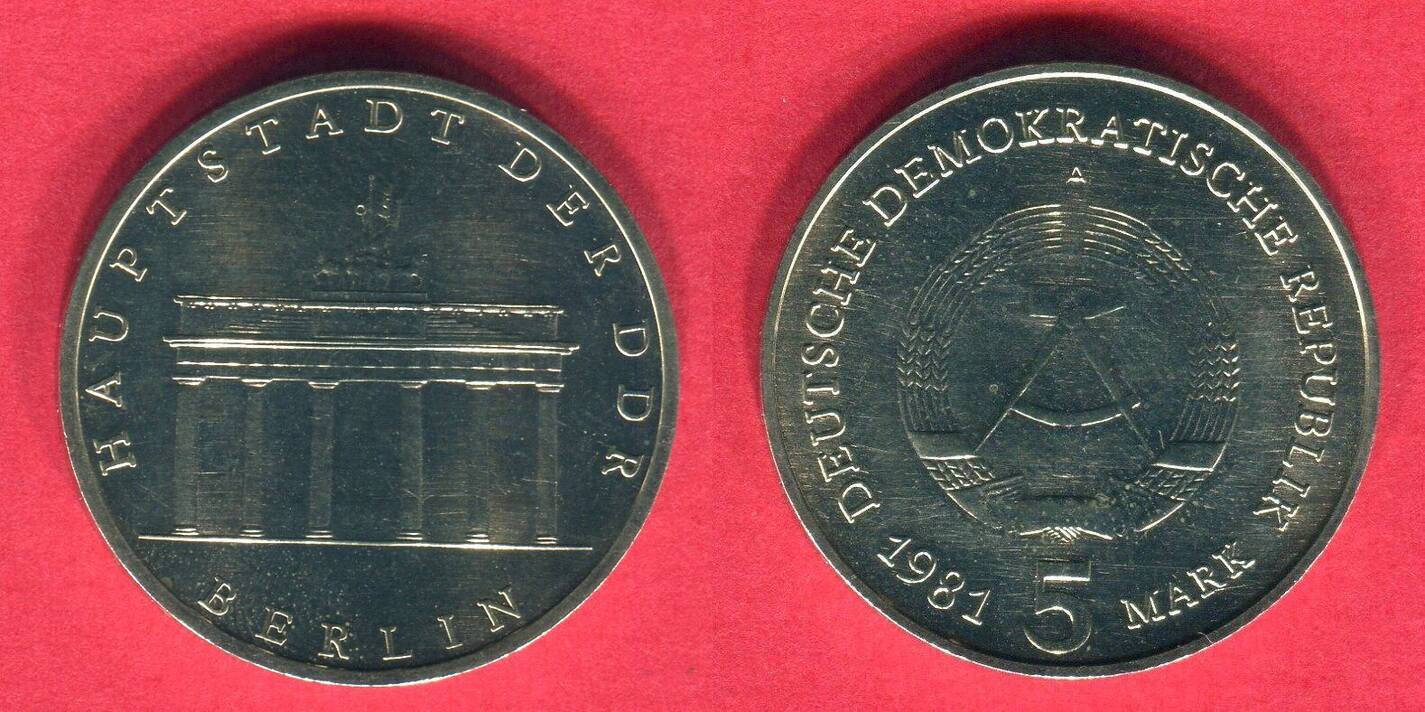 DDR GDR Eastern Germany DDR 5 Mark Cu/Ni 1981 Brandenburger Tor in ...