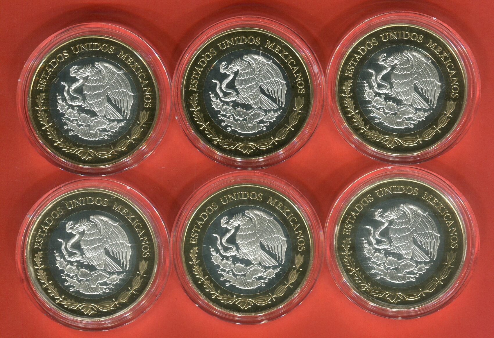 Mexico, Mexiko 6 x 100 Pesos Bimetall Bimetallic 2013 Numismatisches ...