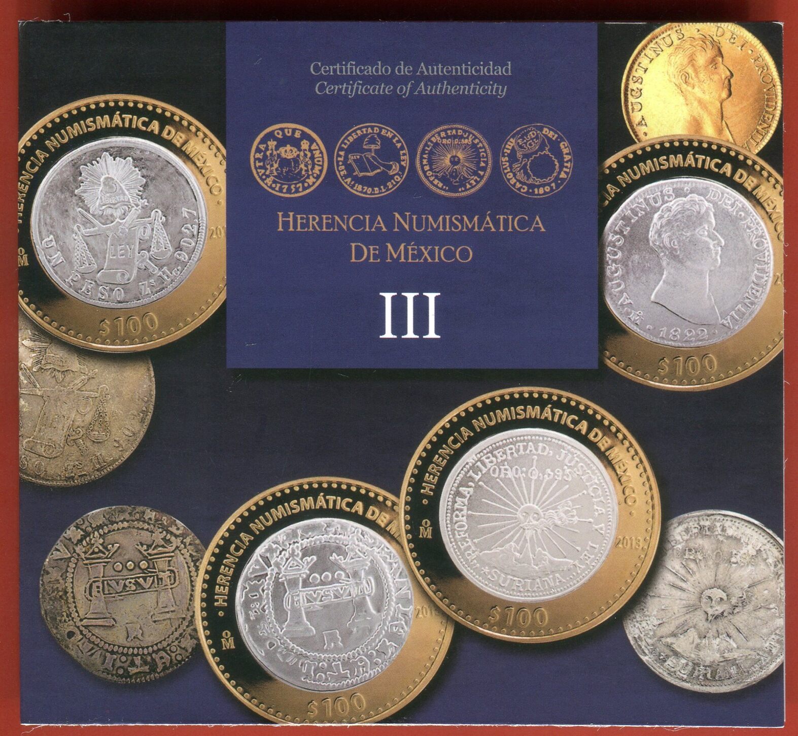 Mexico, Mexiko 6 x 100 Pesos Bimetall Bimetallic 2013 Numismatisches ...