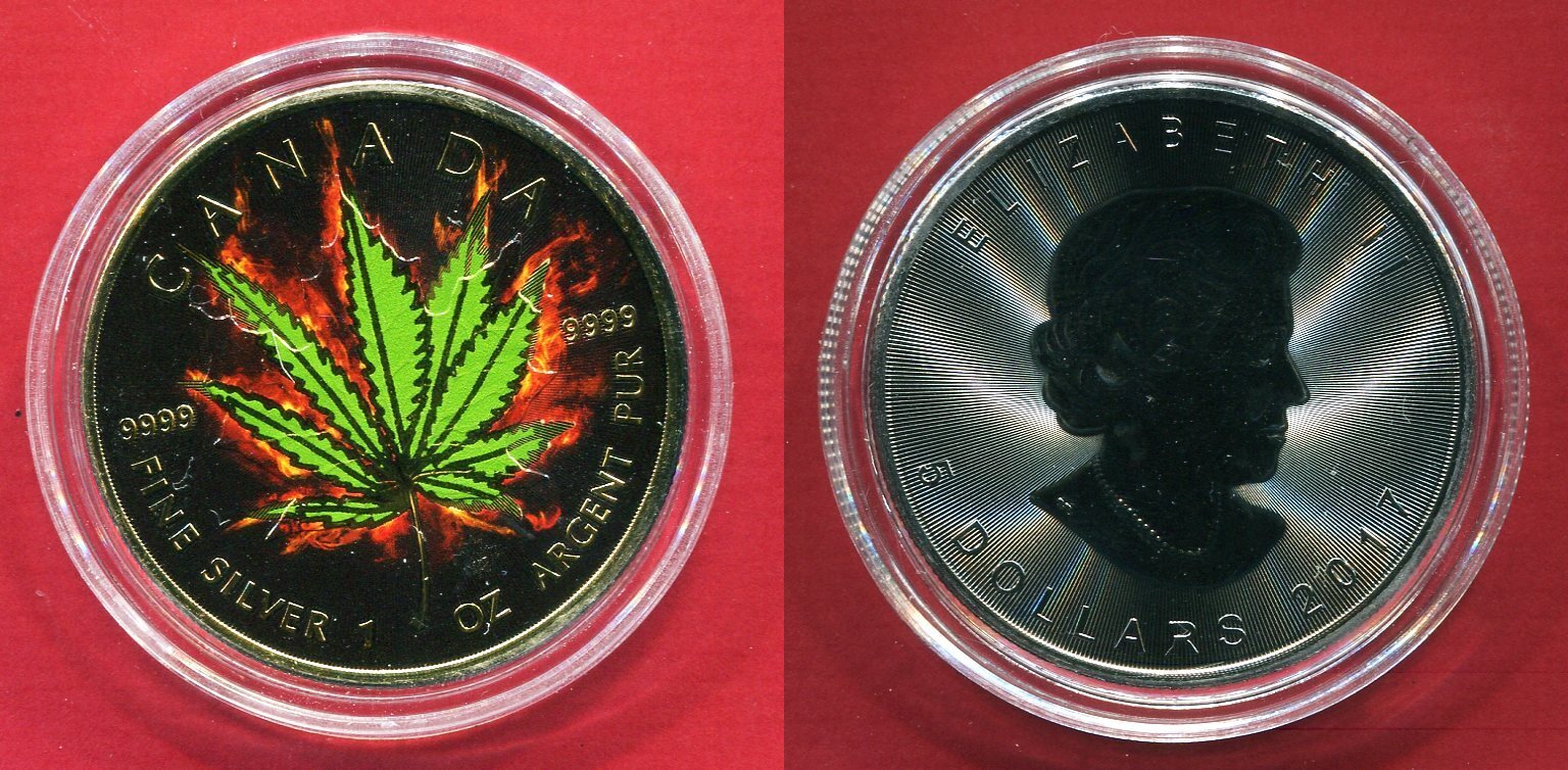 Kanada 5 Dollars Silbermünze 2017 Burning Marijuana - Hybrid ...