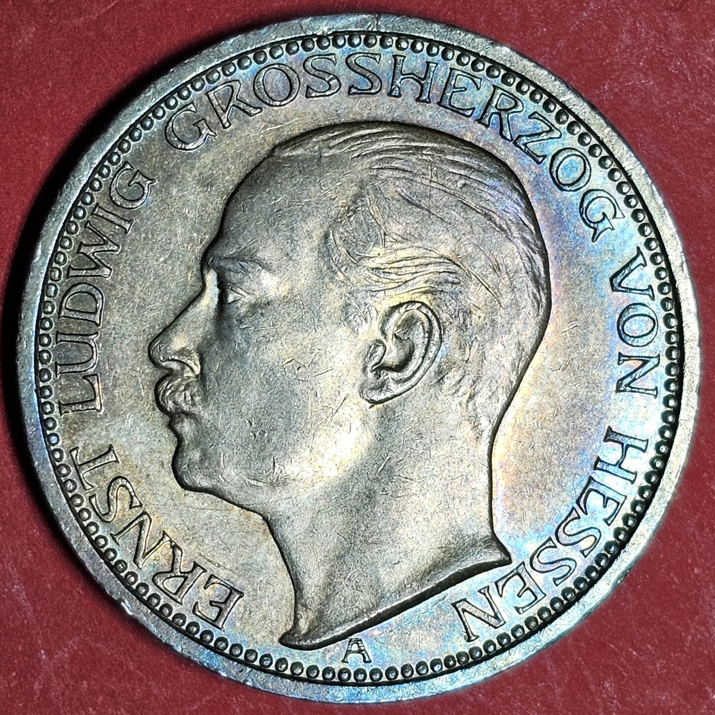 Hessen Darmstadt 3 Mark 1910 Ernst Ludwig, Überdurchschnittlich USA AU ...