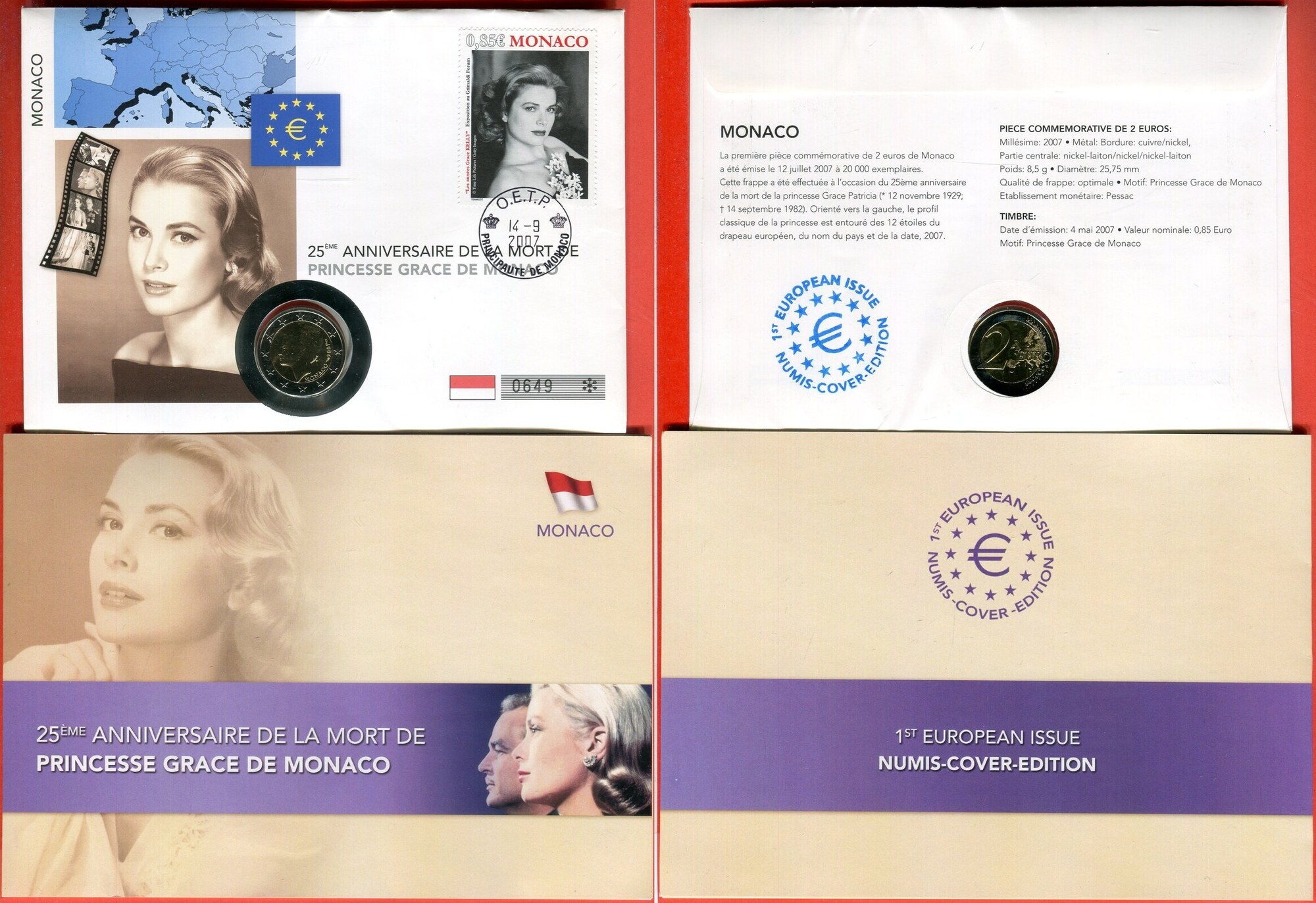 Monaco 2 Euro Gedenkmünze 2007 Grace Kelly unc | MA-Shops