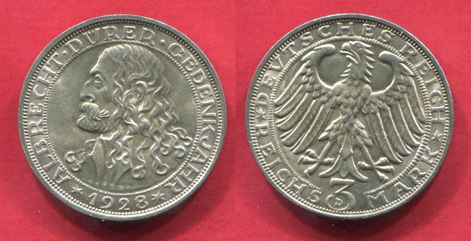 Weimarer Republik Deutsches Reich 3 Mark 1928 D 400. Todestag von ...