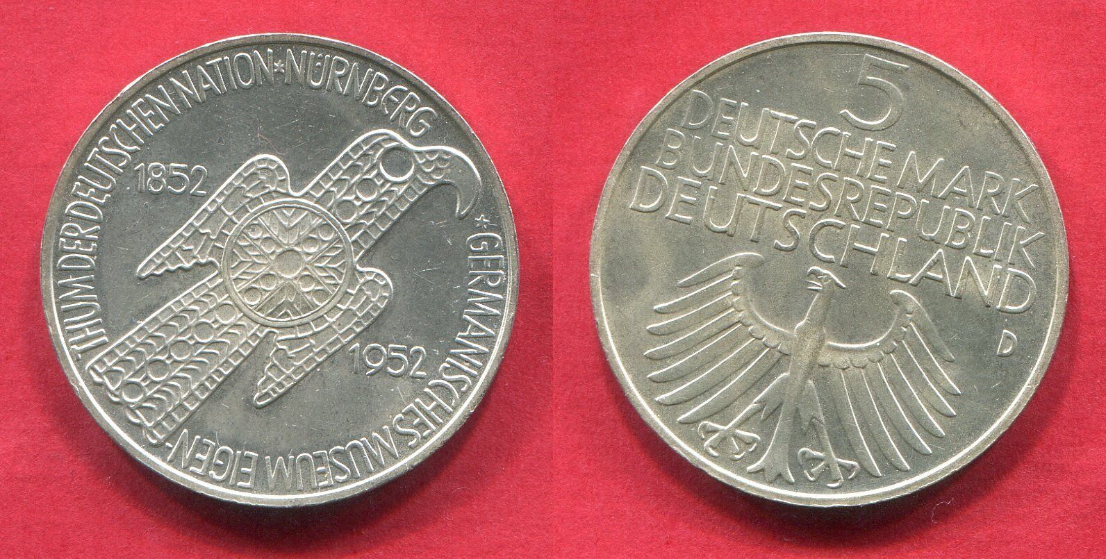 Bundesrepublik Deutschland, Germany FRG 5 DM 1952 D Germanisches Museum ...