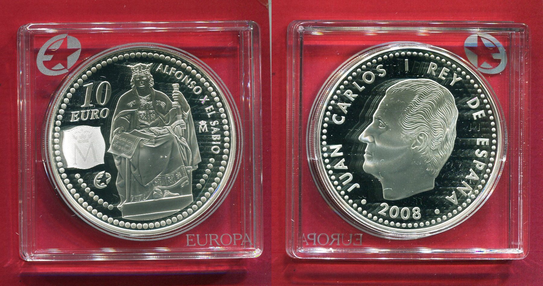Spanien 10 Euro Silbermünze 2008 König Alfonso X. - Der Weise proof in ...