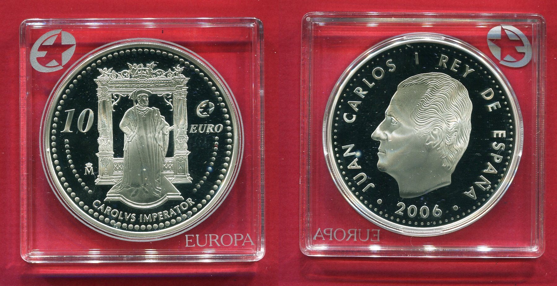Spanien 10 Euro Silbermünze 2006 König Karl V. proof in capsule with ...