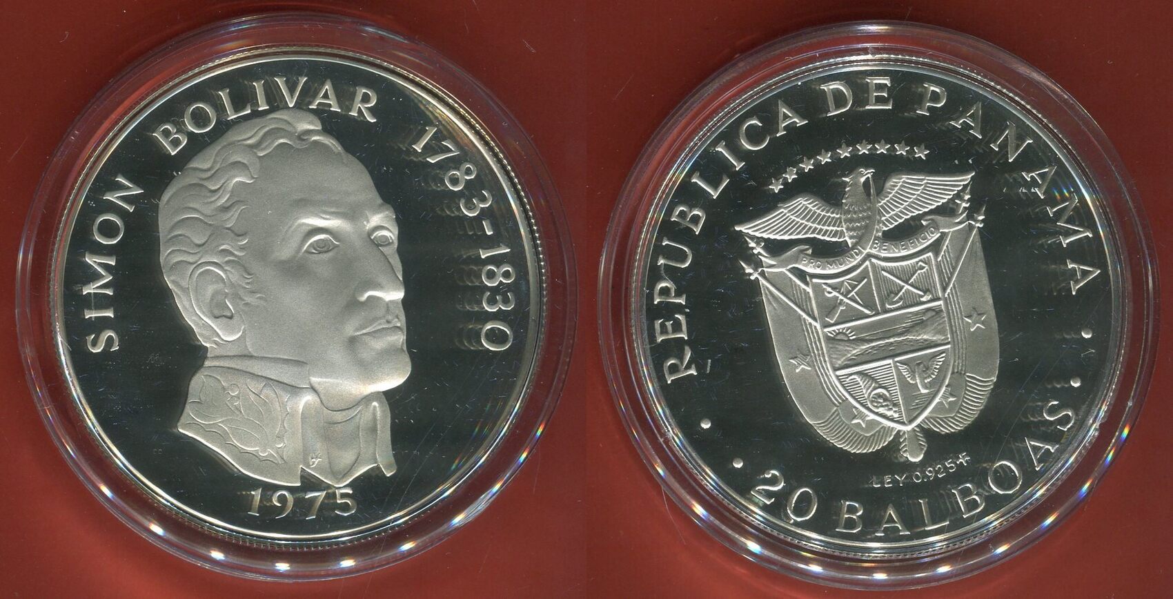 Panama 20 Balboas 1974 Simon Bolivar 1783 - 1830 proof box coa | MA-Shops