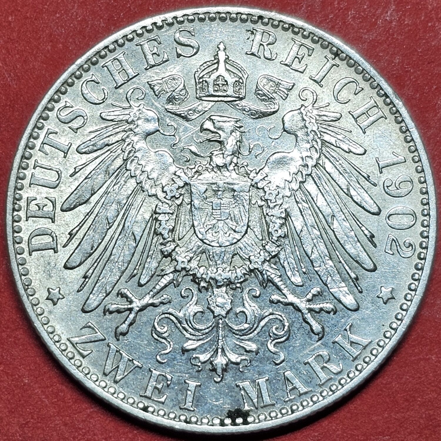 Sachsen Meiningen 2 Mark Silbermünze Kursmünze 1913 Georg II. Kursmünze Sehr Selten USA unc det ...