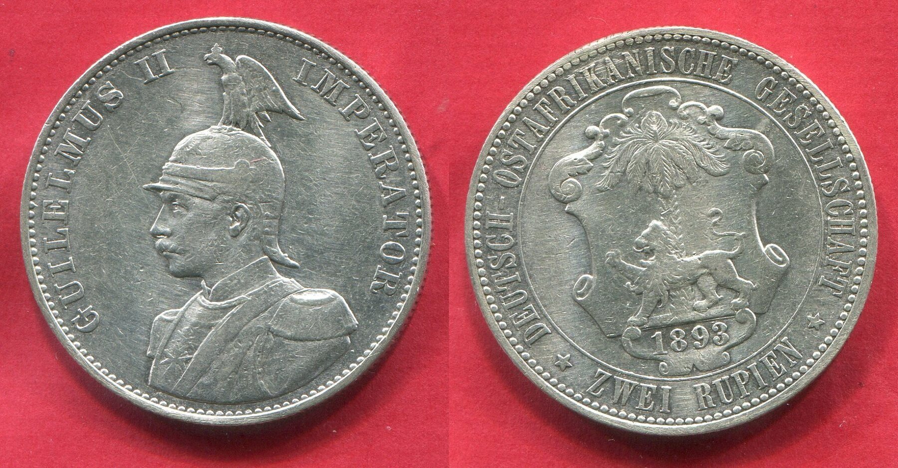 Deutsch Ostafrika DOA German Eastafrica 2 Rupien Rupees 1893 Kaiser ...