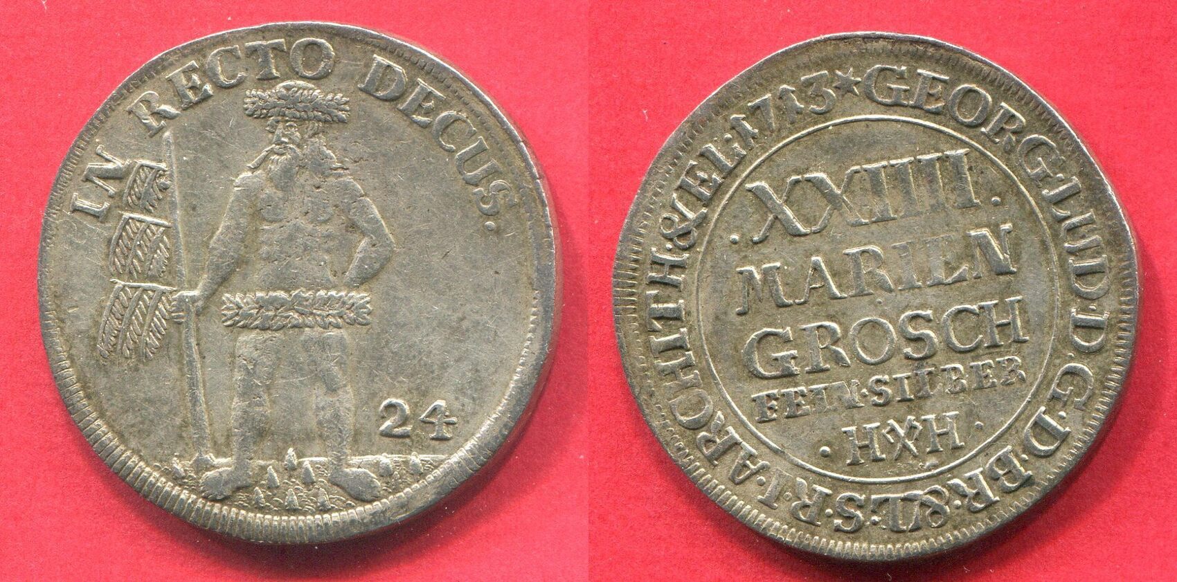Braunschweig Calenberg Hannover XXIIII 24 Mariengroschen 2/3 Taler 1713 ...
