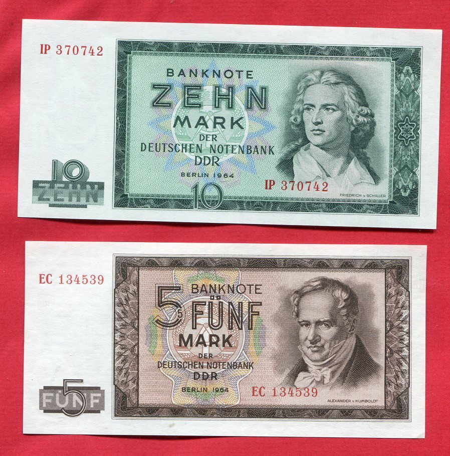 Deutsche Demokratische Republik 185 Mark 1964 DDR GDR Satz Banknoten 5 ...