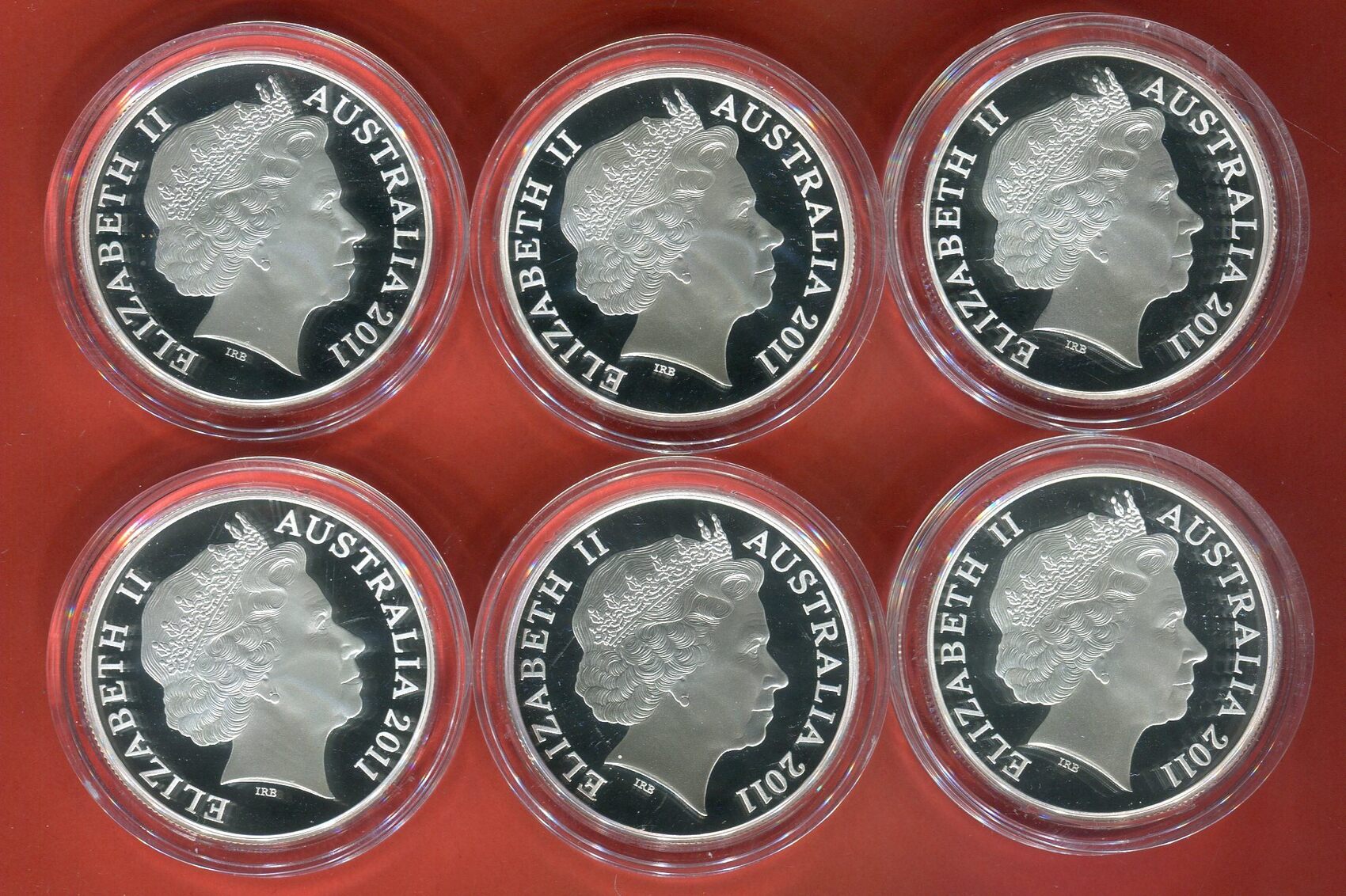 Australien 6 x 2 Dollar Silbermünzen - 1 Unze Silber 2011 Masterpieces ...