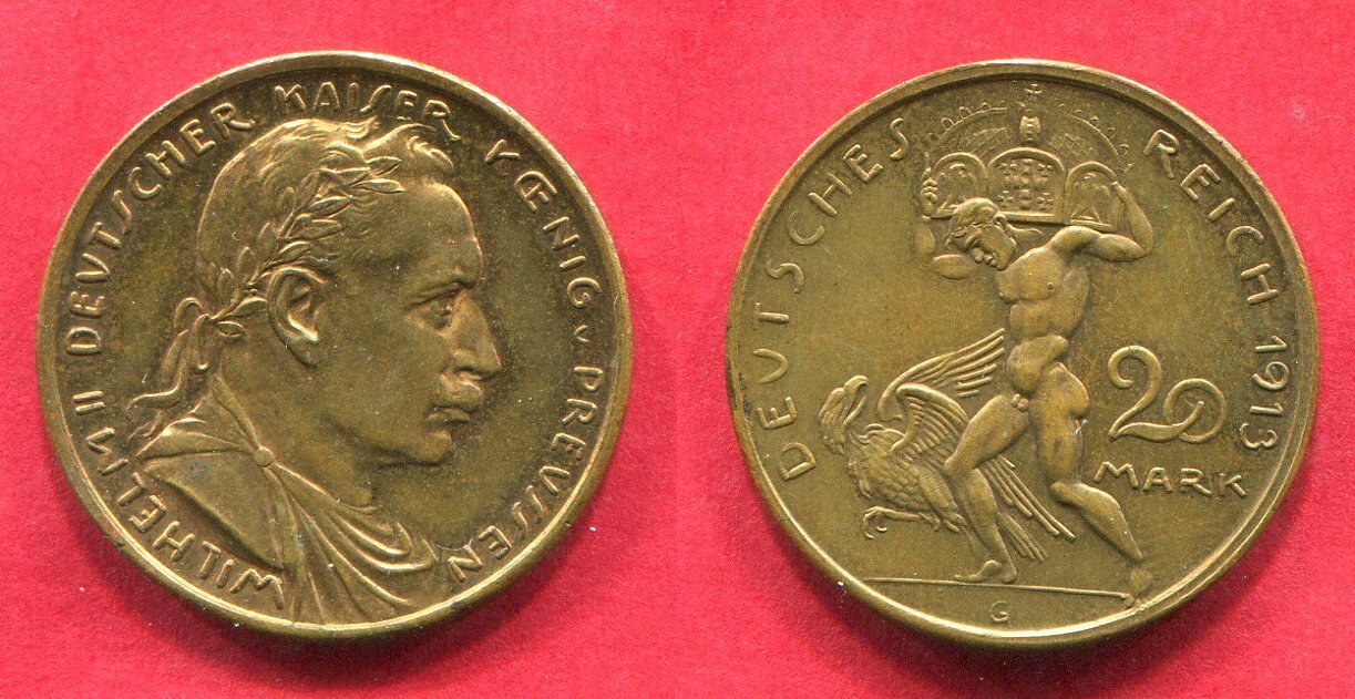 Deutschland Germany Kaiserreich Karl Goetz 20 Mark Probe Pattern 1913 ...