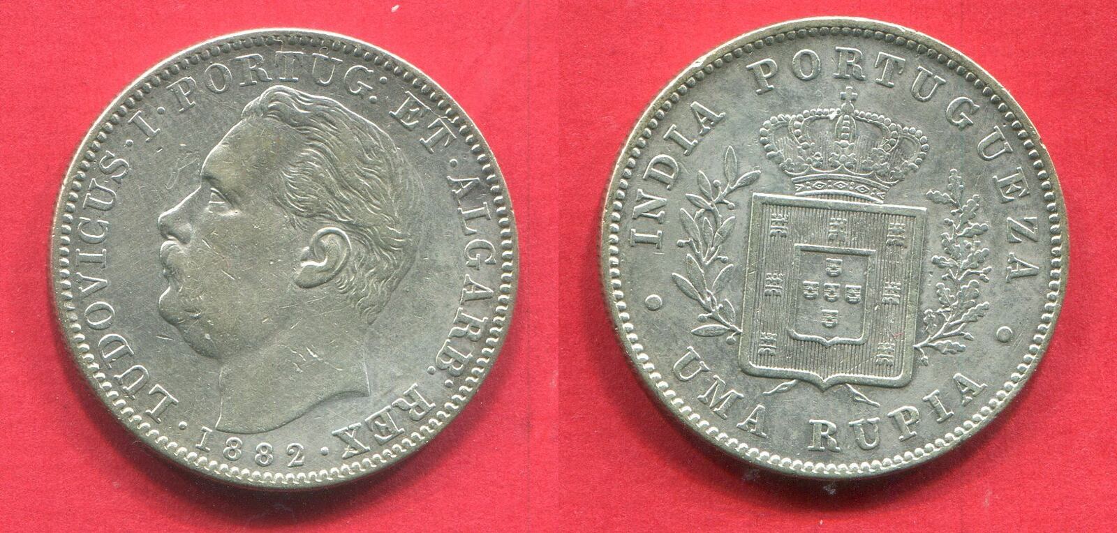 Portugiesisch Indien Rupie 1882 Luís I (1861-1889) Ludwig Low EF min ...
