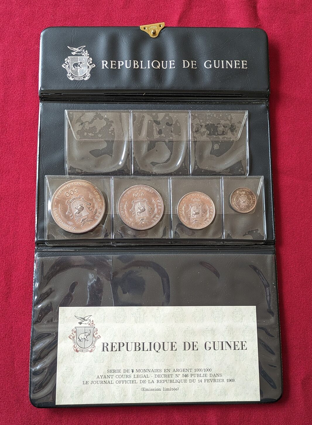 Guinea 4 Piece Silver Proof Set 1969 10. Jahrestag der Unabhängigkeit ...