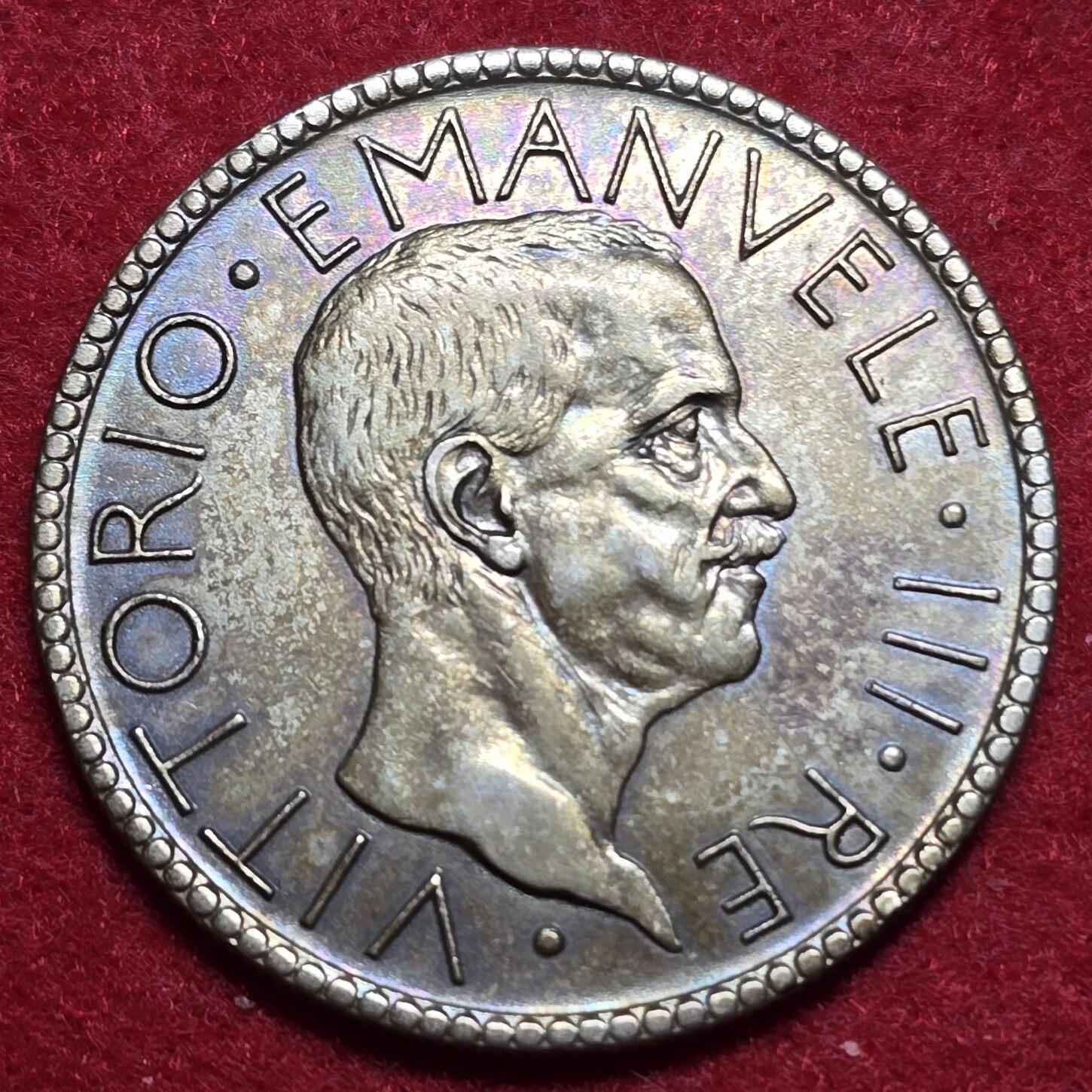 Italien Italy 20 Lire 1927 R A VI Victtorio Emanuele III. low unc toned ...
