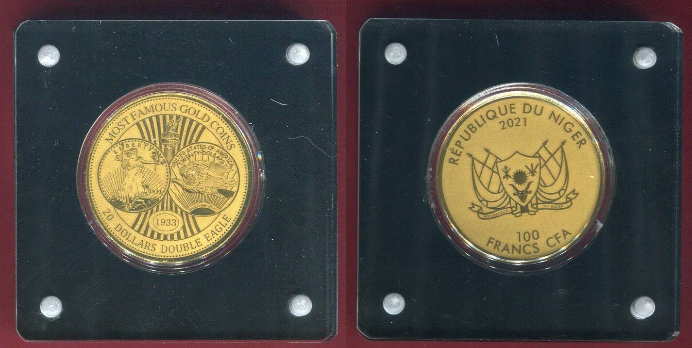 Republique du Niger 100 Francs CFA Goldmünze 1/200 Unze 2021 20 Dollars ...